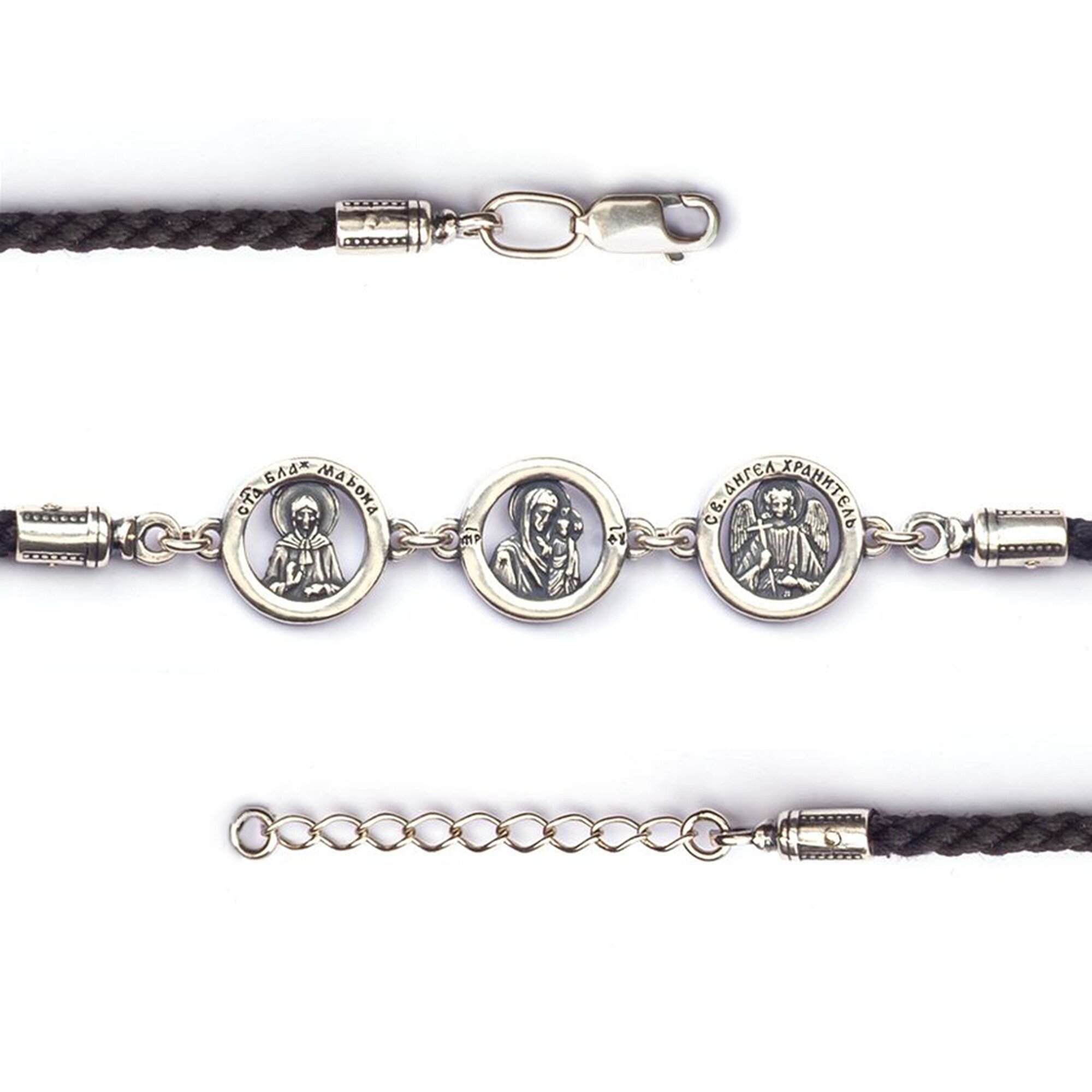 Браслет, серебро, 925 проба, чернение