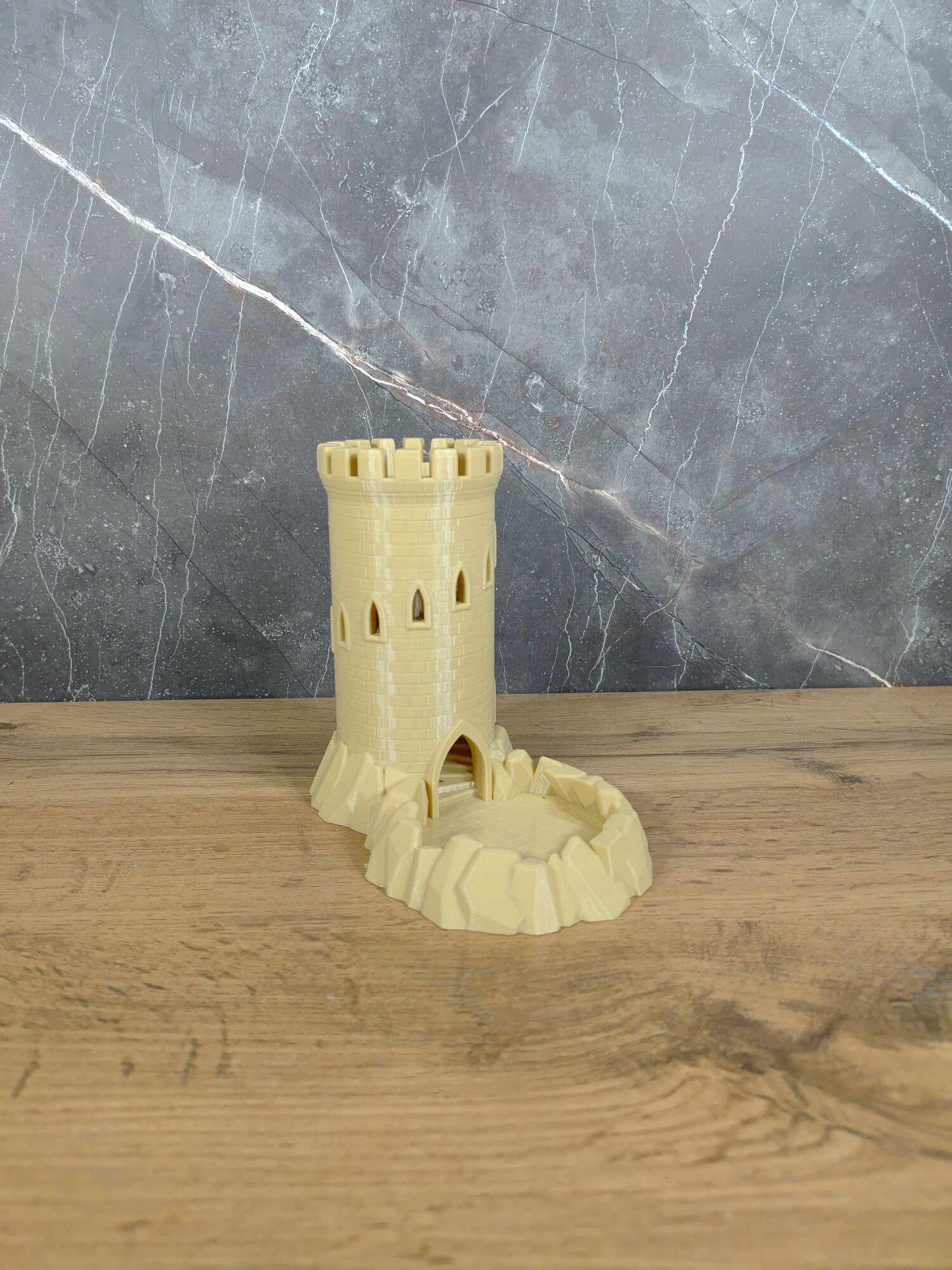 Башня на скалах бежевая, для кубиков dnd, dicetower dungeon & dragons