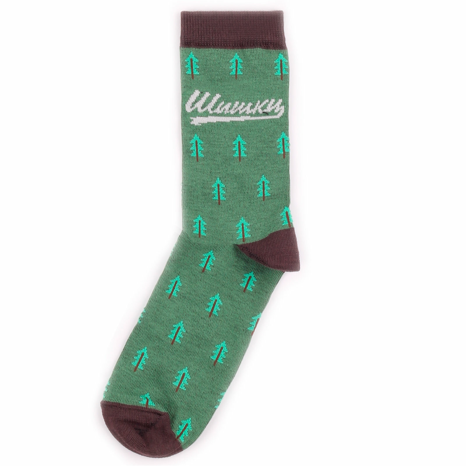Носки Носки с рисунками - Шишки - Ёлки - Зелёные