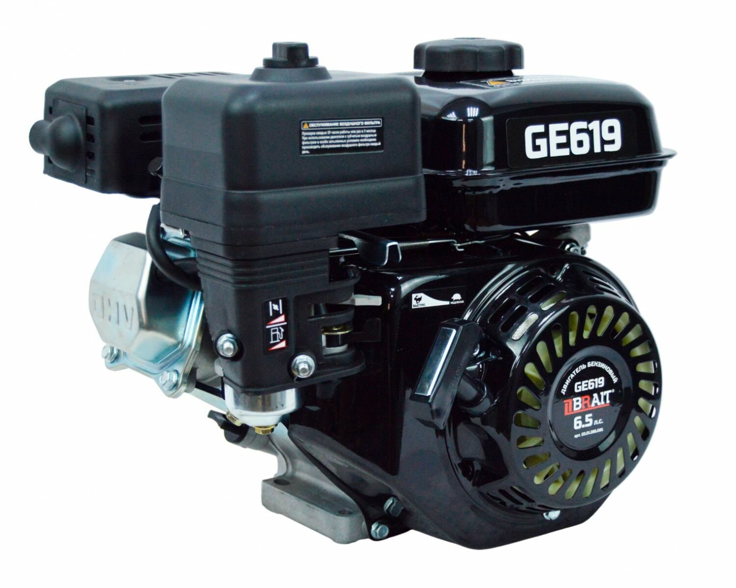 Двигатель BRAIT 6.5л. с. GE619 (168F-2, вых. вал S-type, D19 мм) 16кг