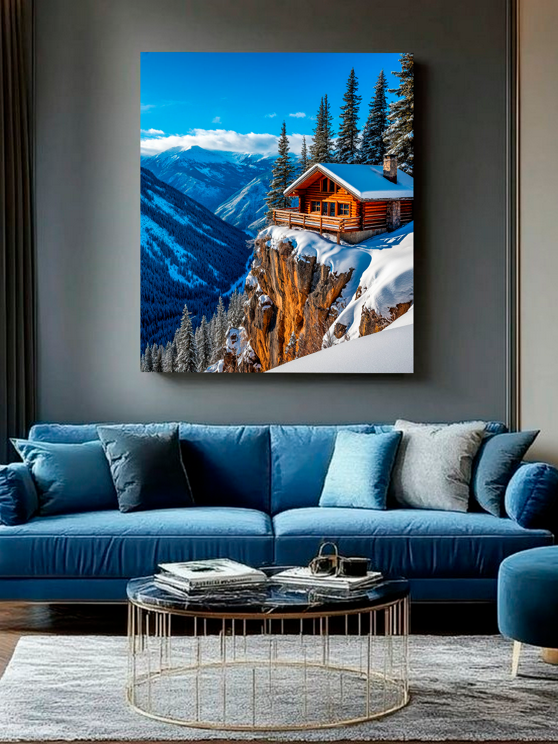 Картина на стену для интерьера "Дом на утесе" 40х50 см, холст на подрамнике, InterHobby