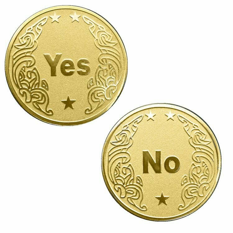 Монета «Да/Нет» для принятия решений, покрытая 24-каратным золотом, рельефная металлическая медаль, символическая монета для принятия решений