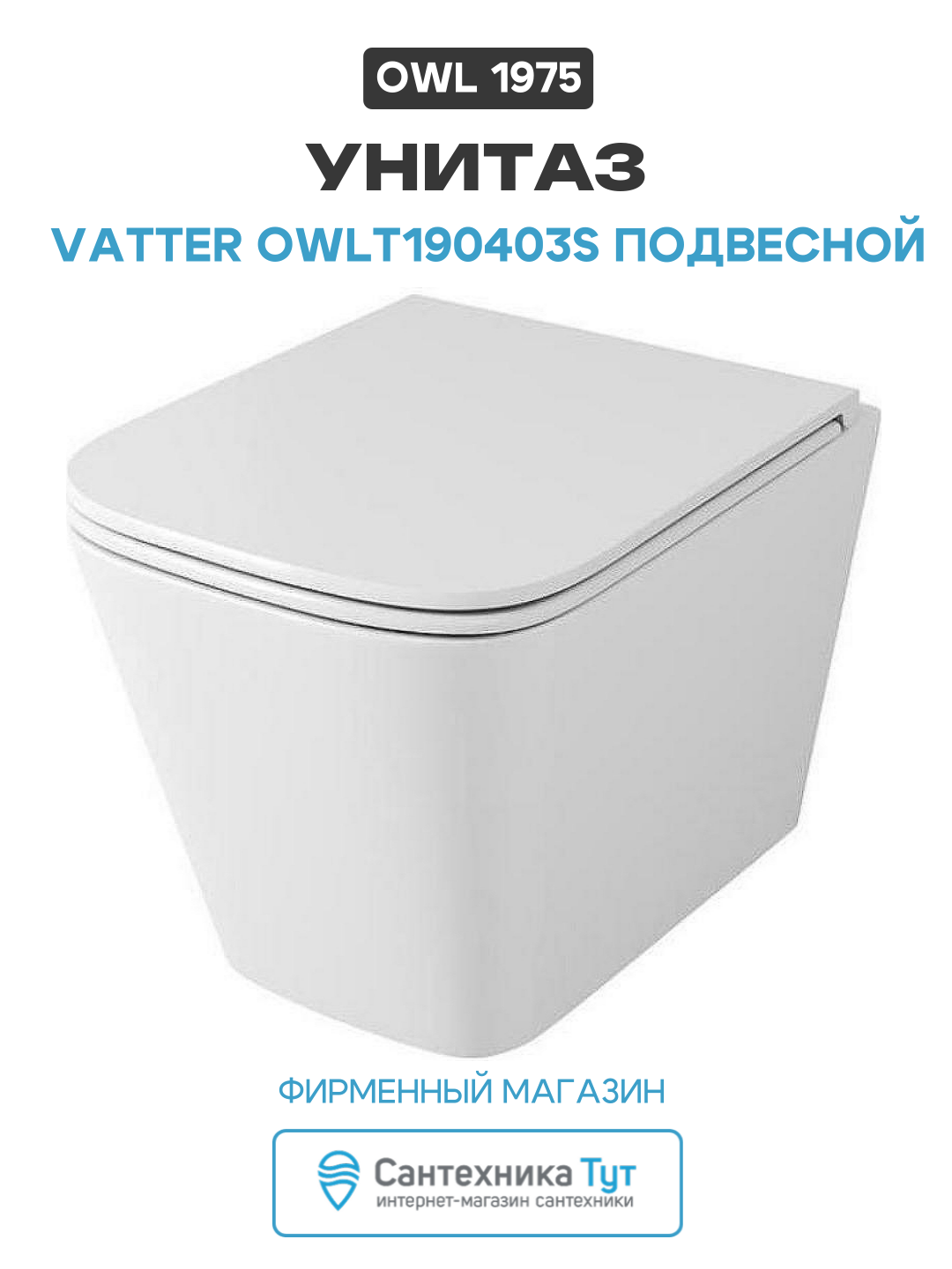 Унитаз Owl 1975 Vatter OWLT190403S подвесной с сиденьем Микролифт