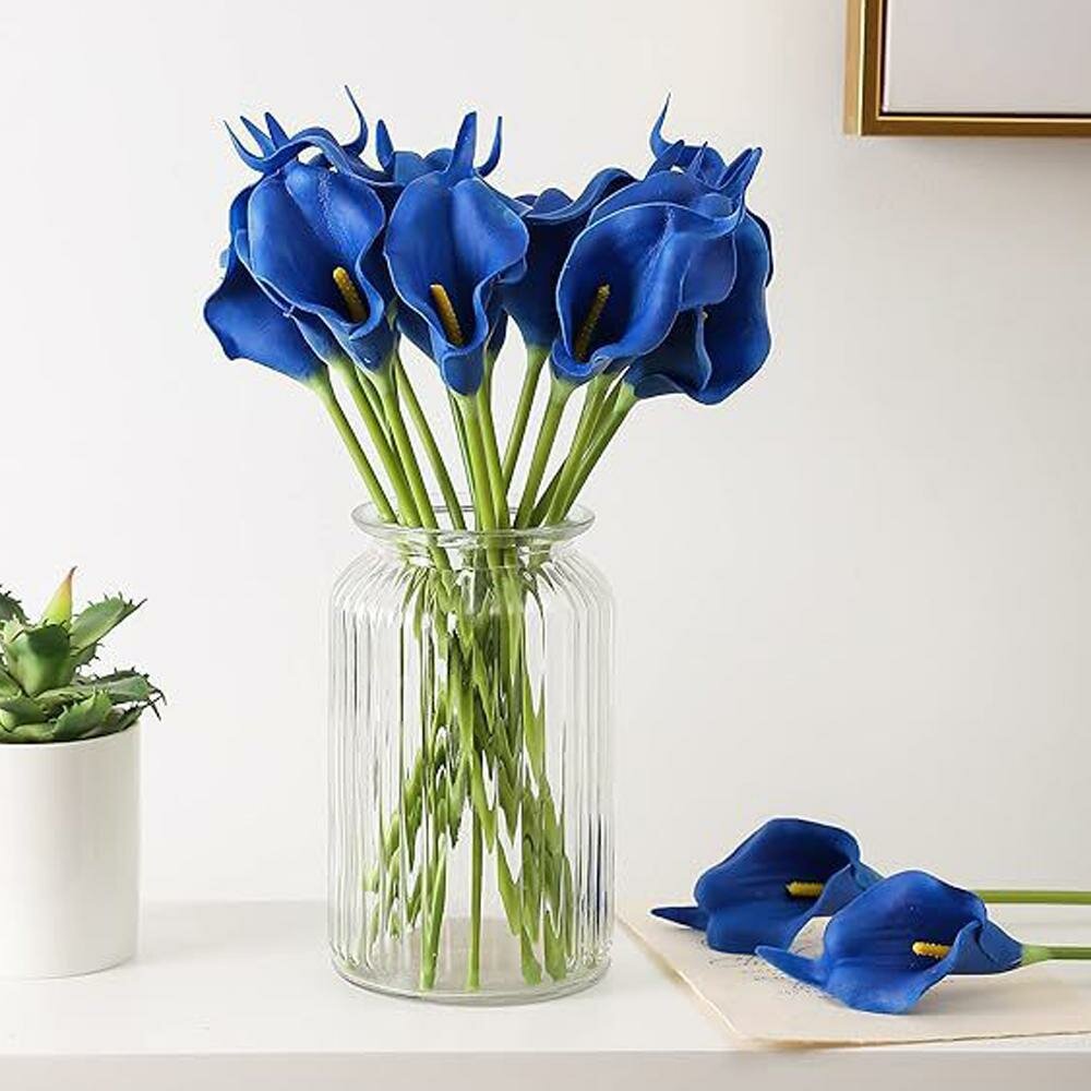 Цветы искусственные каллы белые с желтой серединой, букеты каллы фоамирановые/латексные для декора