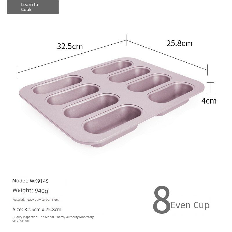 Форма для выпечки хот-догов Xuechu, 8 ячеек, антипригарная, овальная, для длинного хлеба, для духовки, для домашней