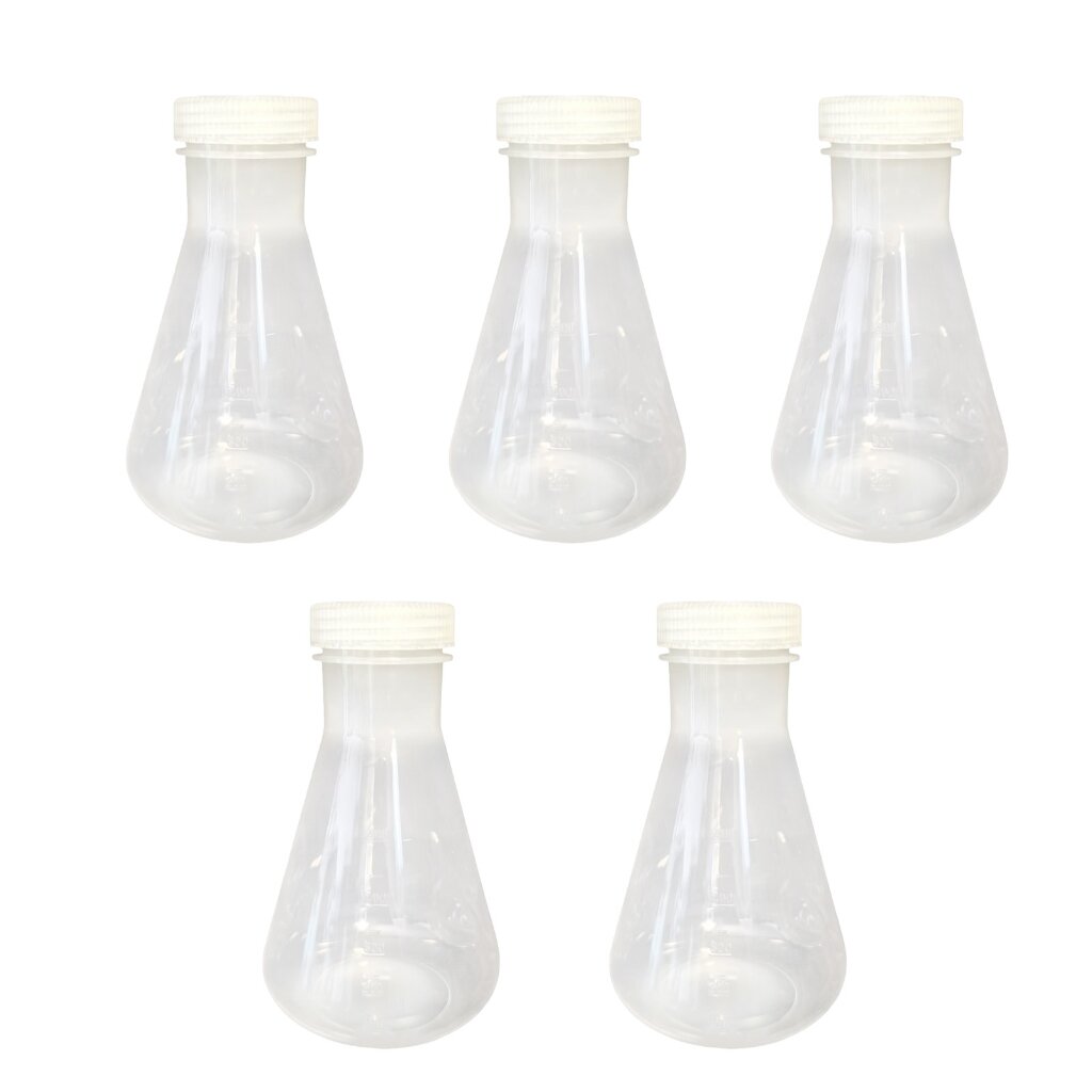 5 шт. градуированных лабораторных колб с герметичной крышкой, прозрачные пластиковые колбы для лаборатории