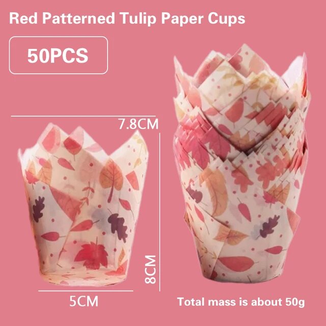 50 шт. бумажных формочек для кексов в форме тюльпана, маслостойкие вкладыши для выпечки кексов, инструменты для украшения кексов, формочки для кексов.
