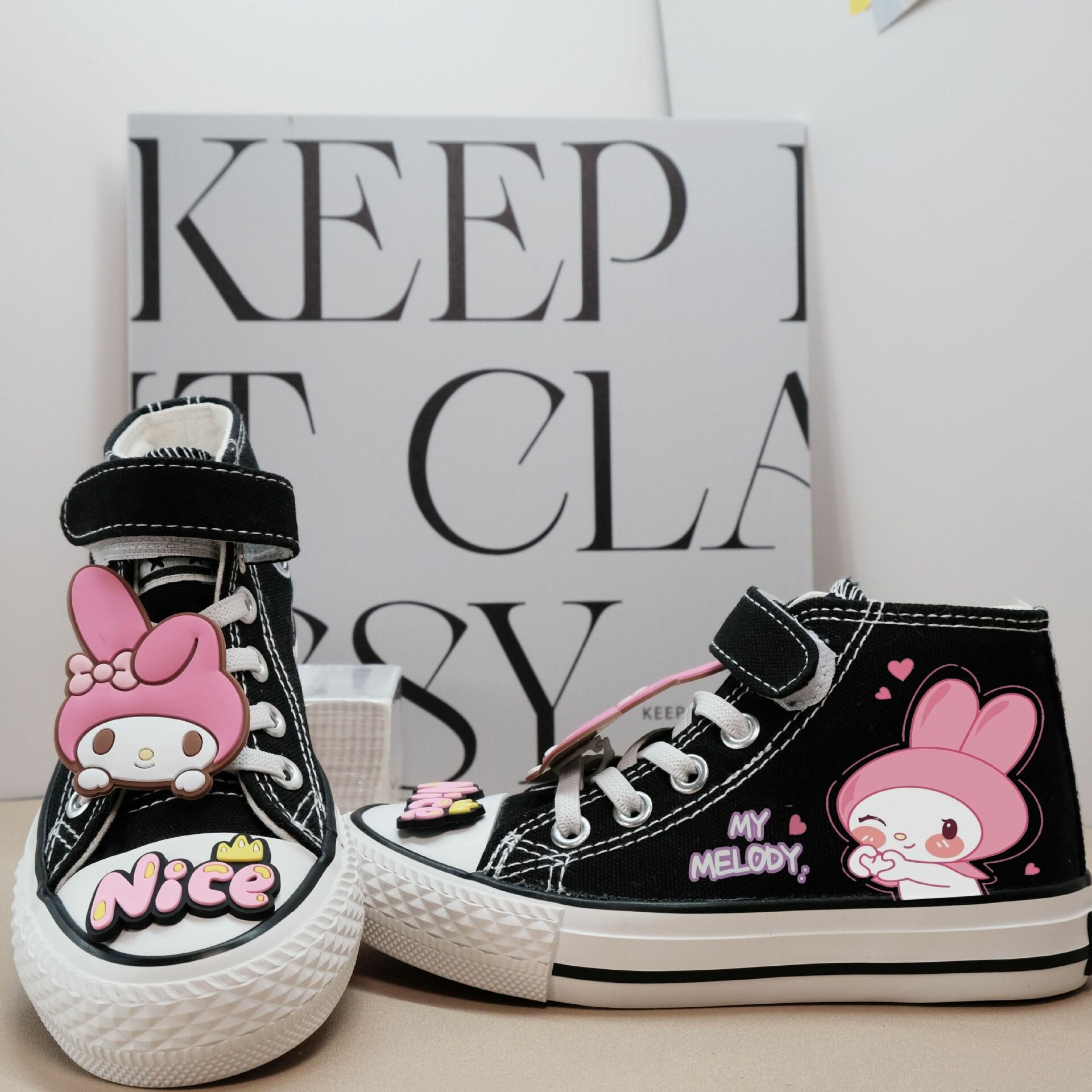 Черные парусиновые высокие кеды для девочек, осенне-зимние детские парусиновые кеды Coollomi Melody, кроссовки для девочек, модные балетки.