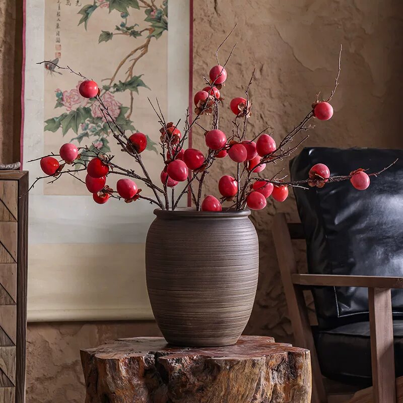 Винтажная деревенская керамическая ваза в японском стиле Дзен, глиняный горшок ручной работы, китайский стиль, для