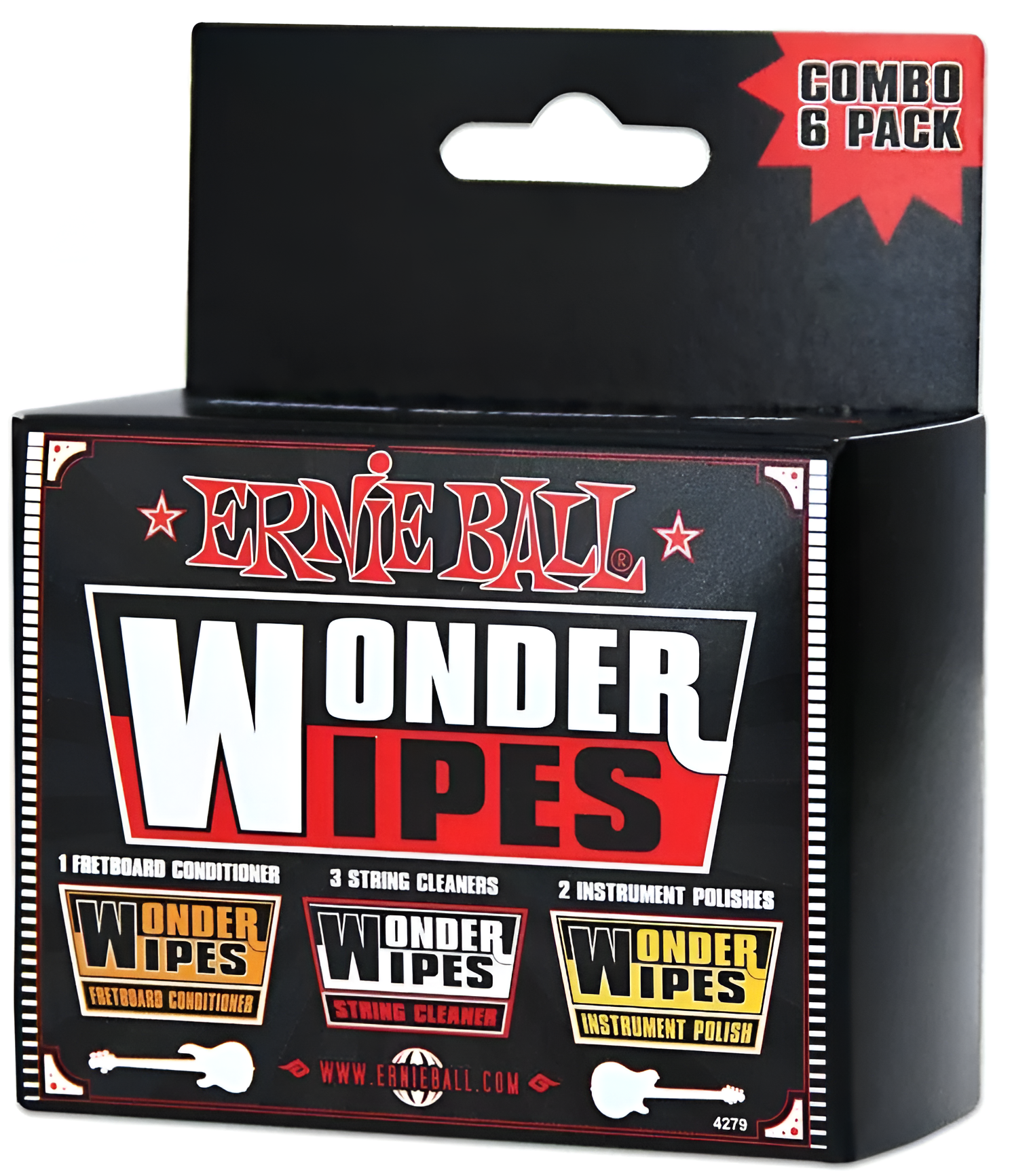 Ernie Ball 4279 комбо-набор: ср-во для чистки грифа 1шт, ср-во для чистки струн 3 шт, полироль 2 шт
