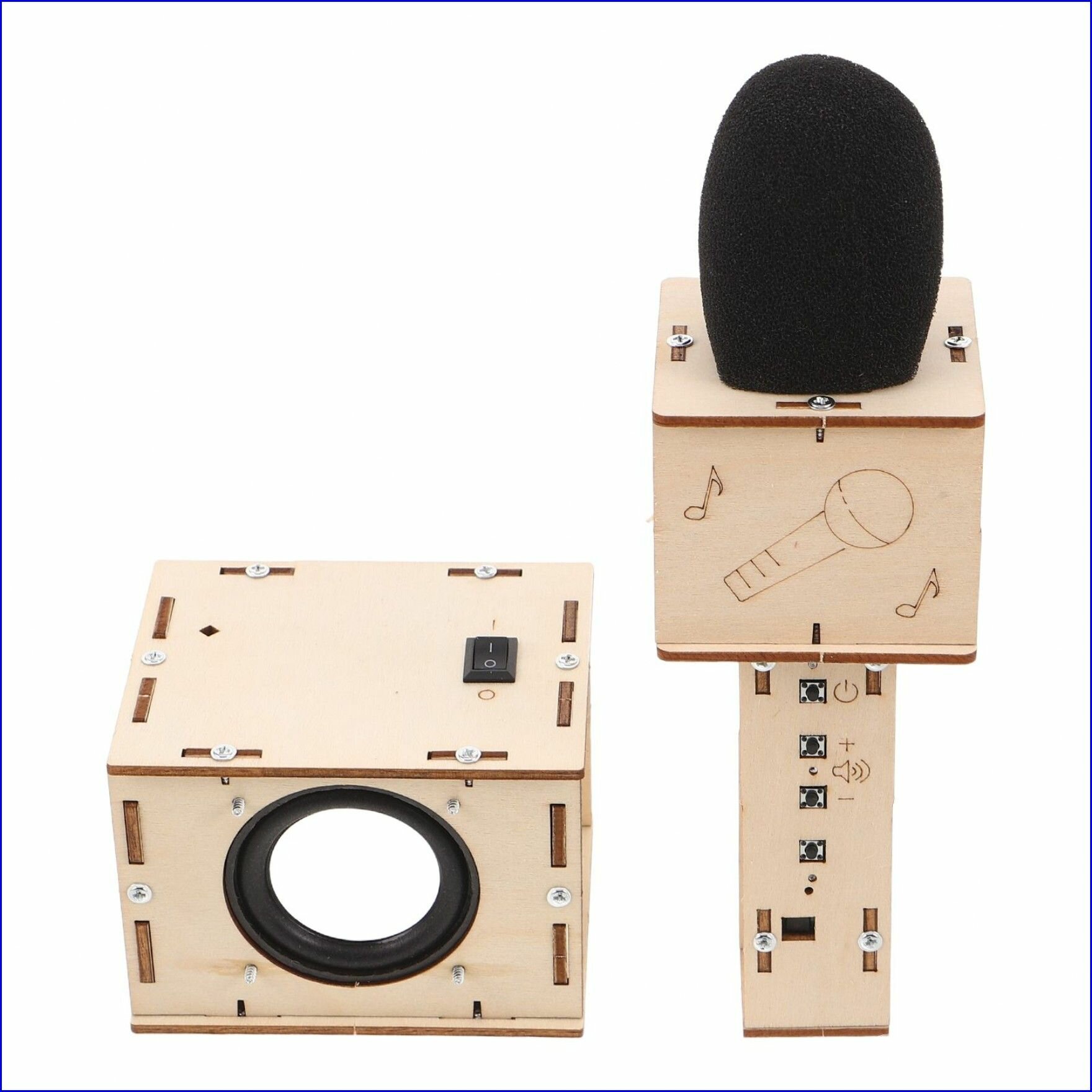 Детская колонка с микрофоном из дерева и металла, набор для самостоятельной сборки, для домашнего караоке