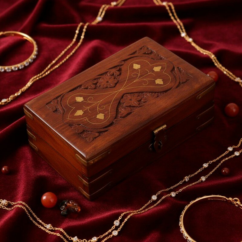 Деревянная шкатулка Пион, большая