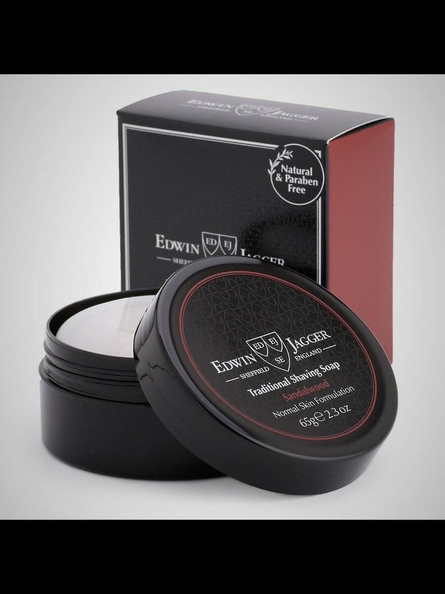 Edwin Jagger Traditional Shaving Soap Sandalwood, Мыло для бритья "Сандаловое дерево" (Travel Container) 65 г