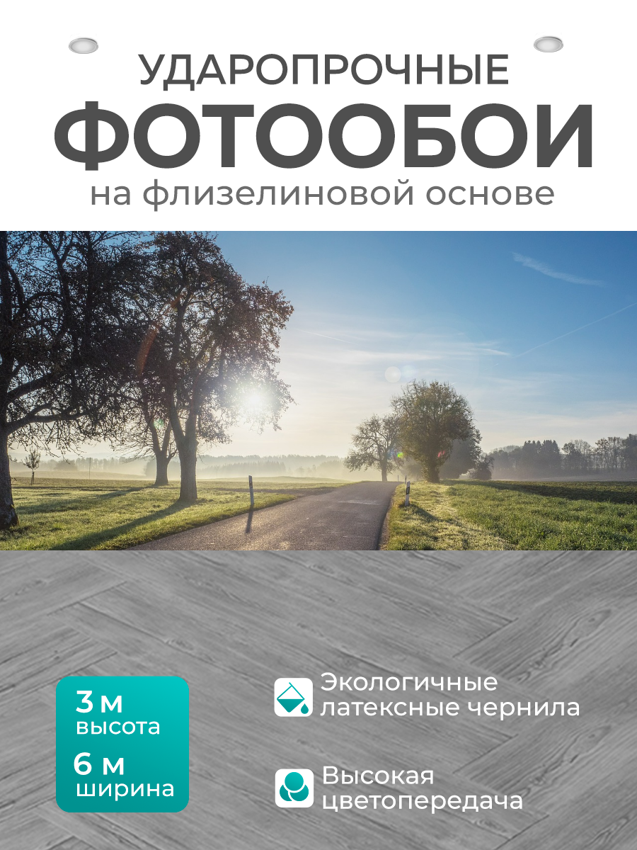 Фотообои моющиеся ударопрочные "Дорога, дорожка, восход солнца" 600x300 см. флизелиновые на стену