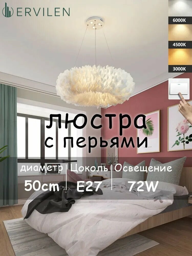 ERVILEN Люстра, E27, 72 Вт — фото 1