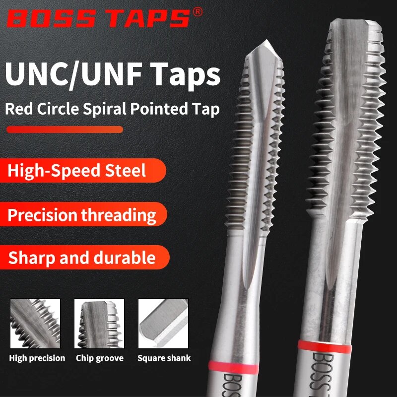 HSSE с красным кольцом JIS Стандартный метчик со спиральной заостренной головкой UNC UNF 1-64 2-56 4-40 6-32 8-32 10-24 1/4, метчики с машинной резьбой