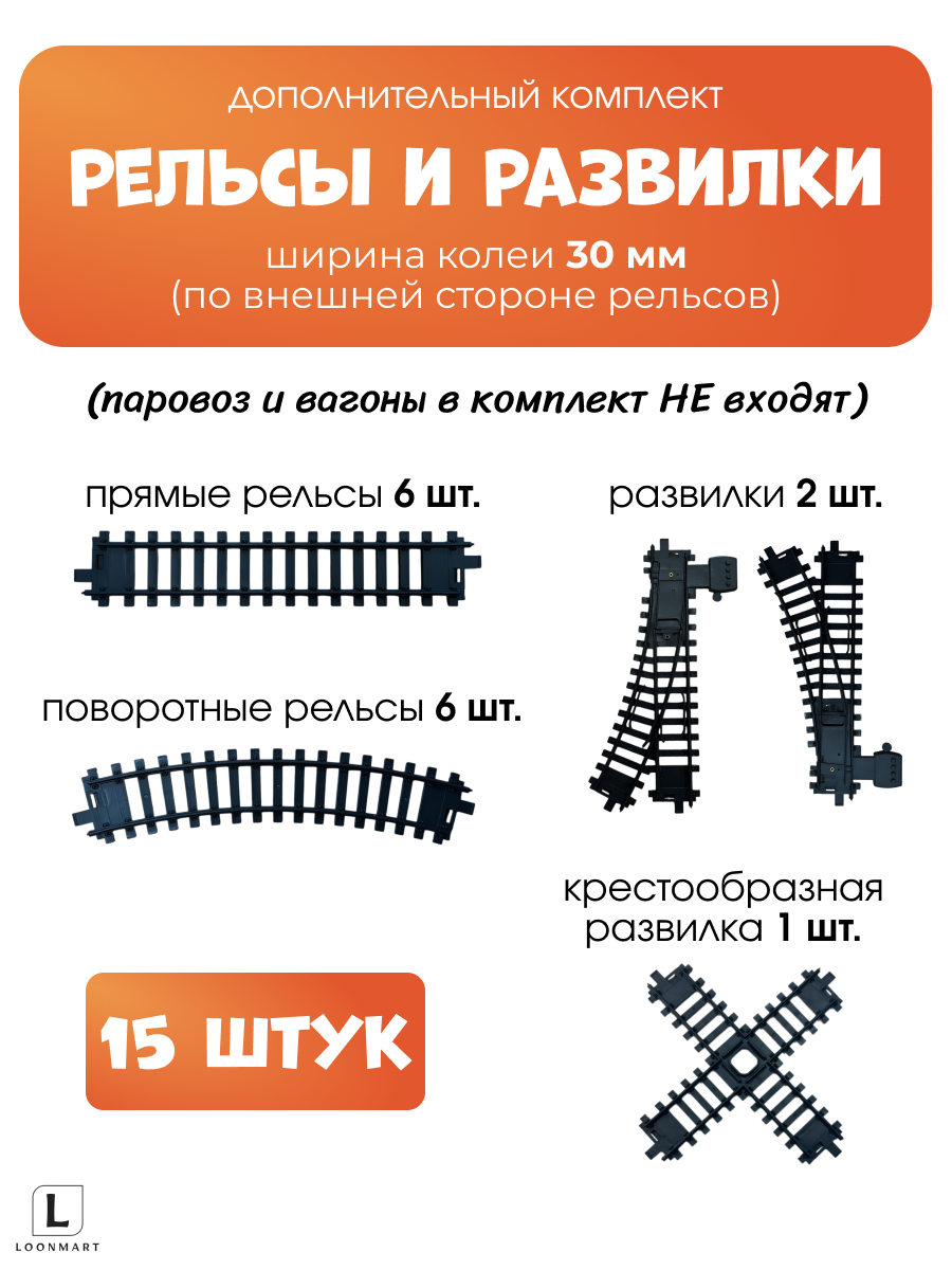 Дополнительный комплект рельсов с развилками Fenming
