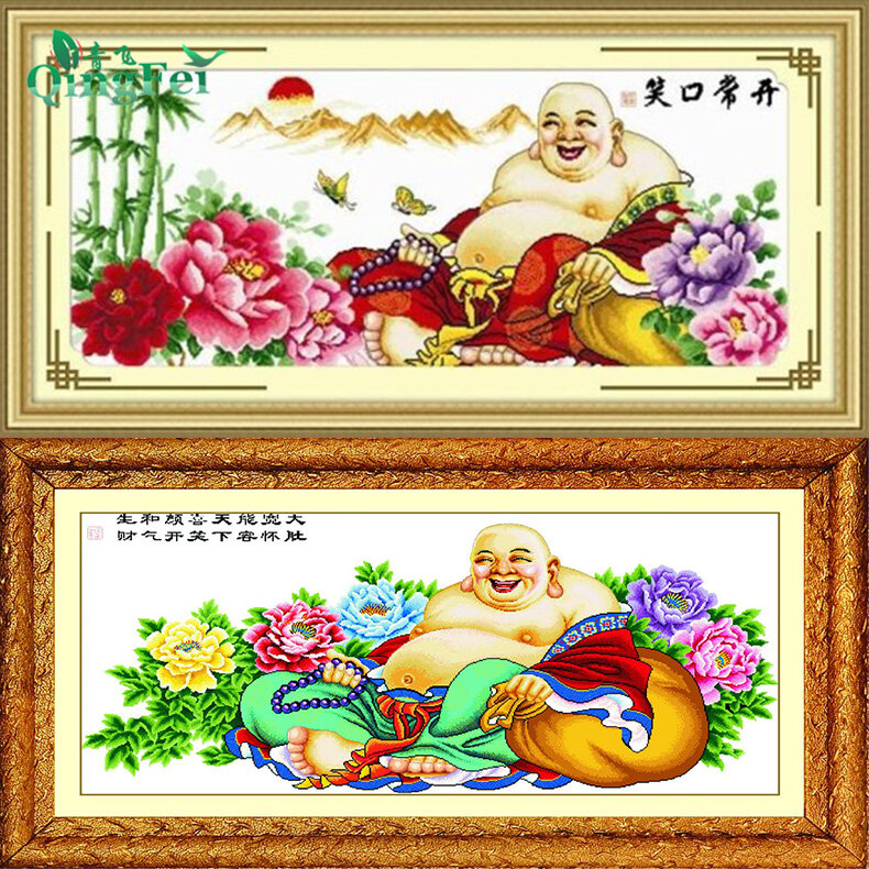 Классическая крестиковая вышивка Смiling Buddha 210x85см экологичная хлопковая нить средняя сетка 3-ниточное полное