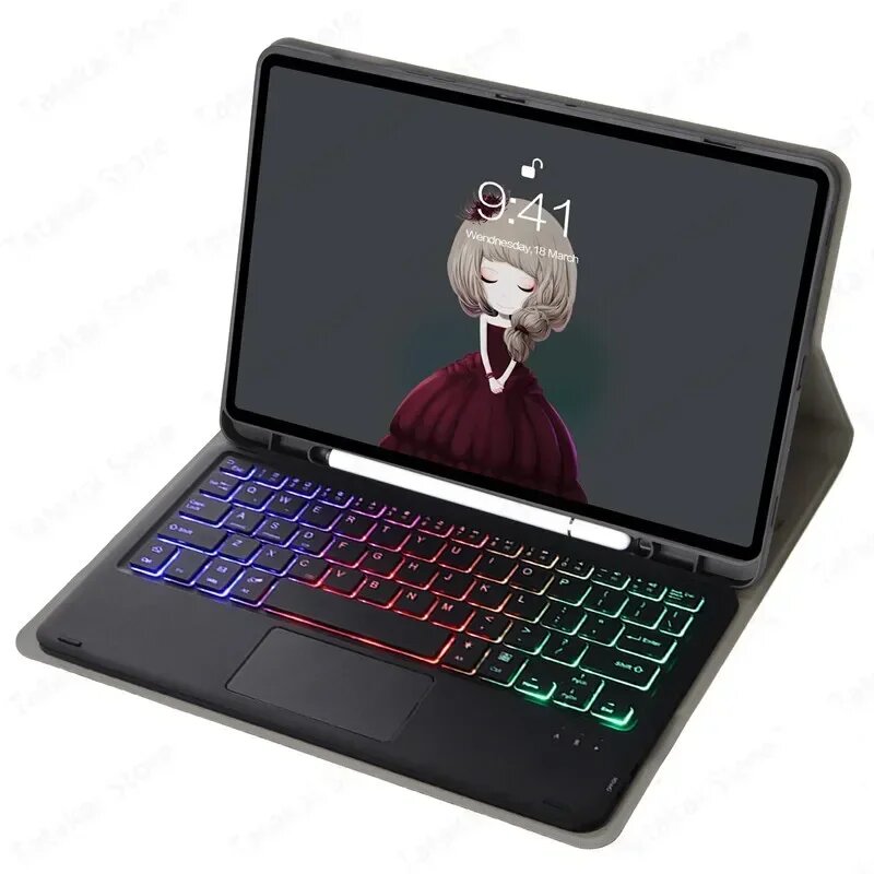 Клавиатура Bluetooth с подсветкой для планшета 11" черная, Arabic