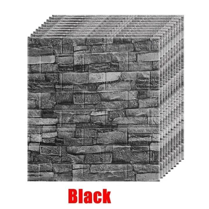 10 шт. комплект / Панели самоклеющиеся для стен "Черный кирпич" 35х38см, толщина 5 мм /моющиеся панели ПВХ