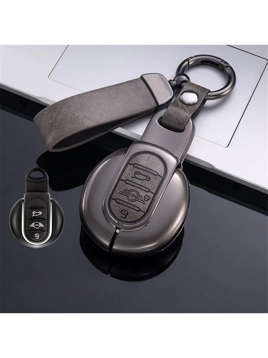 Чехол-брелок из сплава для ключа BMW Mini Cooper, черный