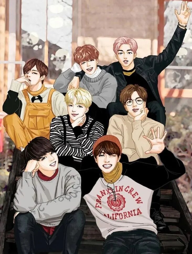 Алмазная Мозаика K-pop Группа BTS / MozArt / Алмазная Вышивка Стразами 40х50 Cm.