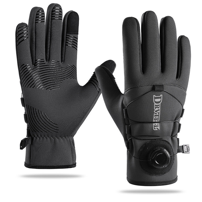 Горячие продажи осенних и зимних велосипедных перчаток для мужчин, удлиненные и с флисовой подкладкой, утолщенные, ветро- и водонепроницаемые спортивные перчатки с теплыми накладками