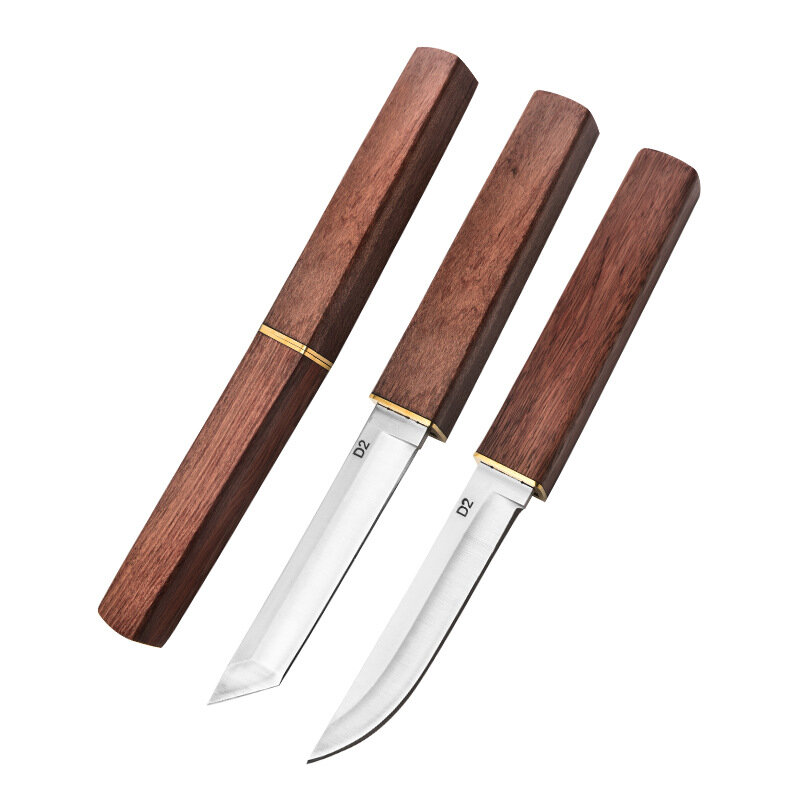 Горячая распродажа SG, нож с двойным драконом из нержавеющей стали с деревянной ручкой, нож для фруктов на открытом воздухе, маленький нож из дамаска с синей резиновой ручкой, походный нож