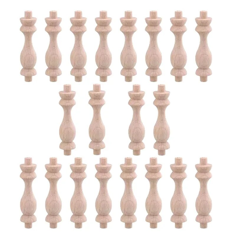 20 шт. неокрашенных деревянных балясин из бука размером 7,6 x 1,8 см для домашнего, ресторанного, ремонтного и декоративного оформления.
