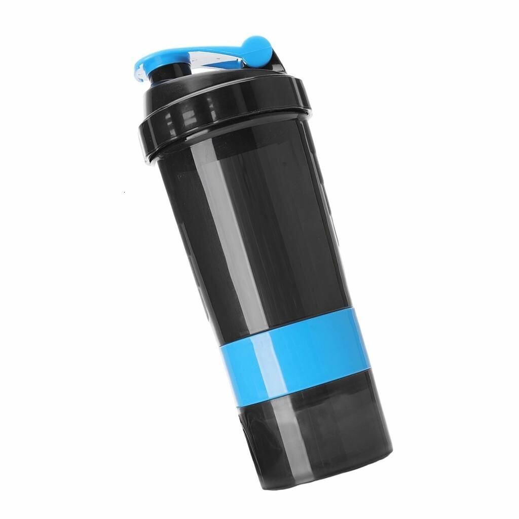 Спортивные водяные чашки с коробкой для лекарств 3-слойная бутылка для протеинового коктейля, Синий