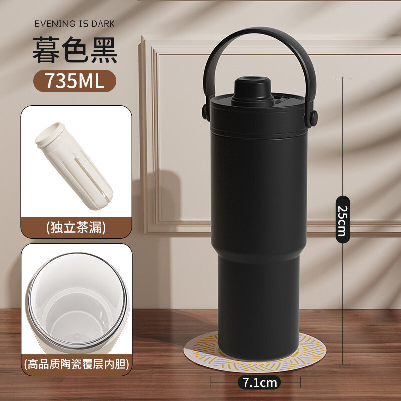 Новая термокружка с керамическим покрытием, большая портативная кружка с трубочкой, кофейная кружка из нержавеющей стали, автомобильная кружка для льда объемом 30 унций.