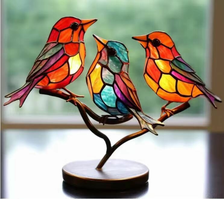 -border bird Series Alloy Decorations bird ornaments home decorations color craft 3 bird ornaments (opposite) Acrylic (flat bird)