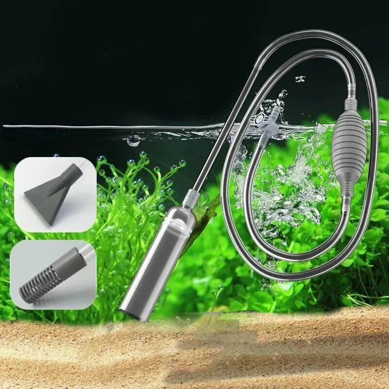 Сифон для аквариума, очистки грунта/ Грунтоочиститель для смены воды и промывки песка в террариуме с трубкой, фильтром и помпой