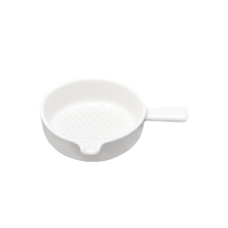 Керамическая маленькая тарелка с круглой ручкой для соуса, супов и приправ - прочная кухонная посуда