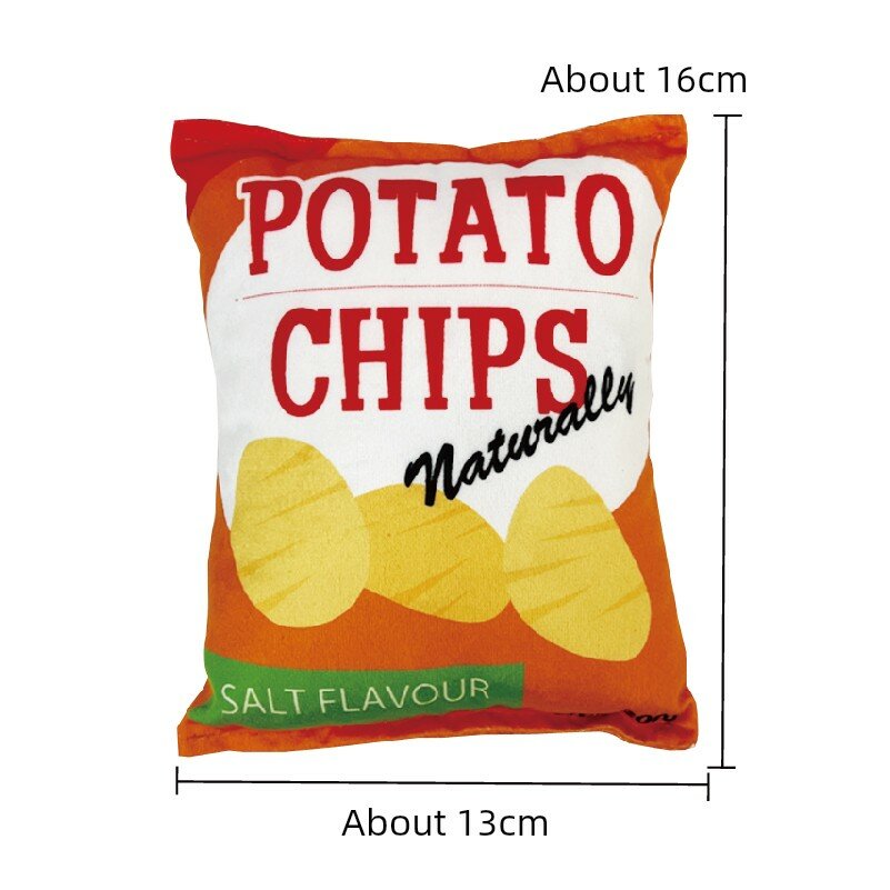 Плюшевая реалистичная игрушка-чипсы для собак, пищащая, для средних собак, с шуршащим эффектом оранжевый