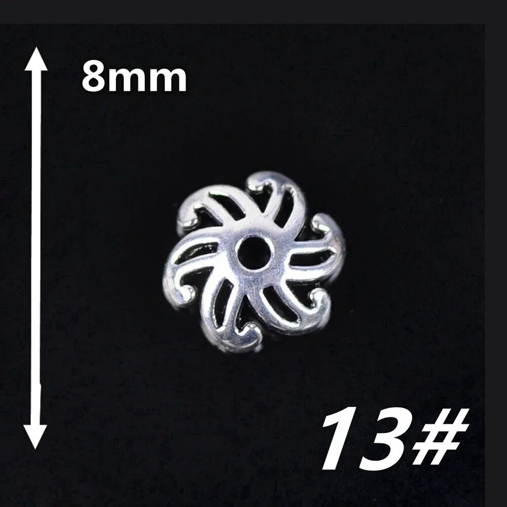 Бусины цветочные металлические, 8 мм, 13 Tibetan Silver