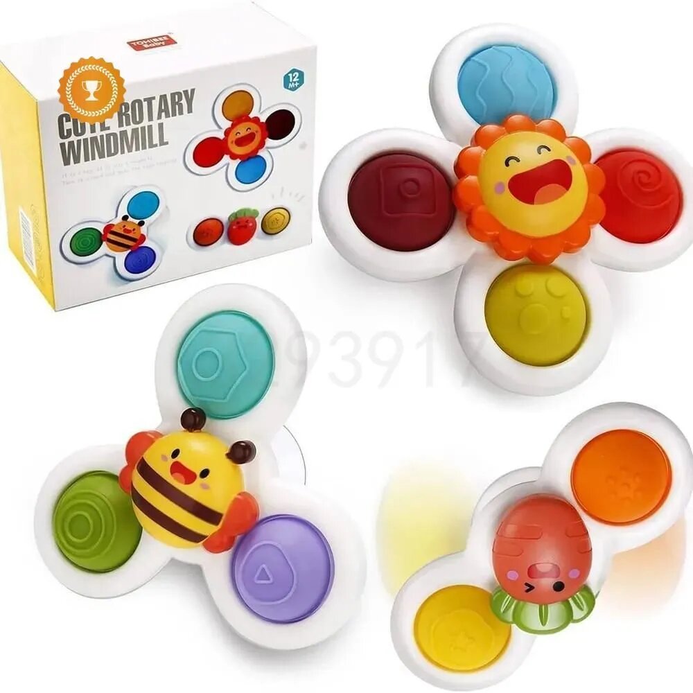 GM Детская развивающая игрушка набор спиннеров на присоске поп-ит симпл-димпл антистресс 3шт./ для купания / для ванной "ЧеКупил?"