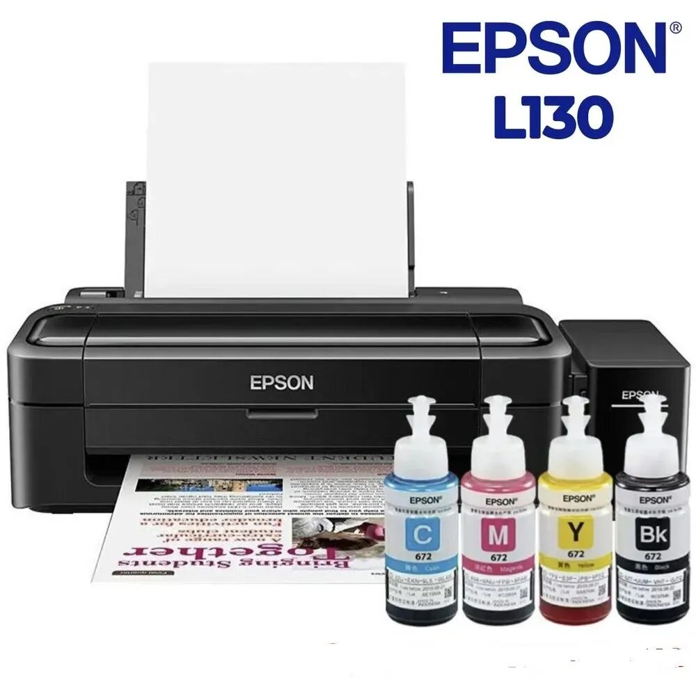 Epson Принтер струйный Принтер струйный Epson L130 СНПЧ, A4+ чернила + кабель USB, черный