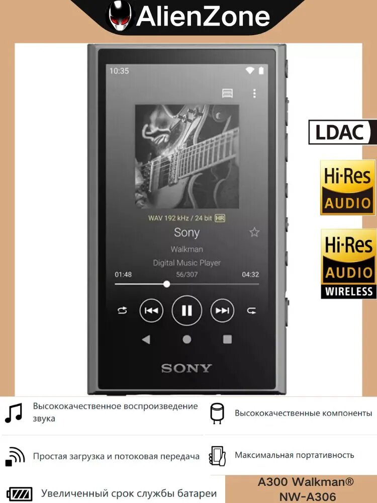 Sony MP3-плеер 32 ГБ, серый