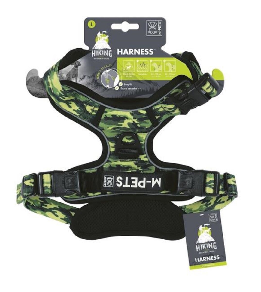 M-PETS Шлейка для собак Hiking L, 45-70 см, 45-95 см, 25 мм, камуфляж