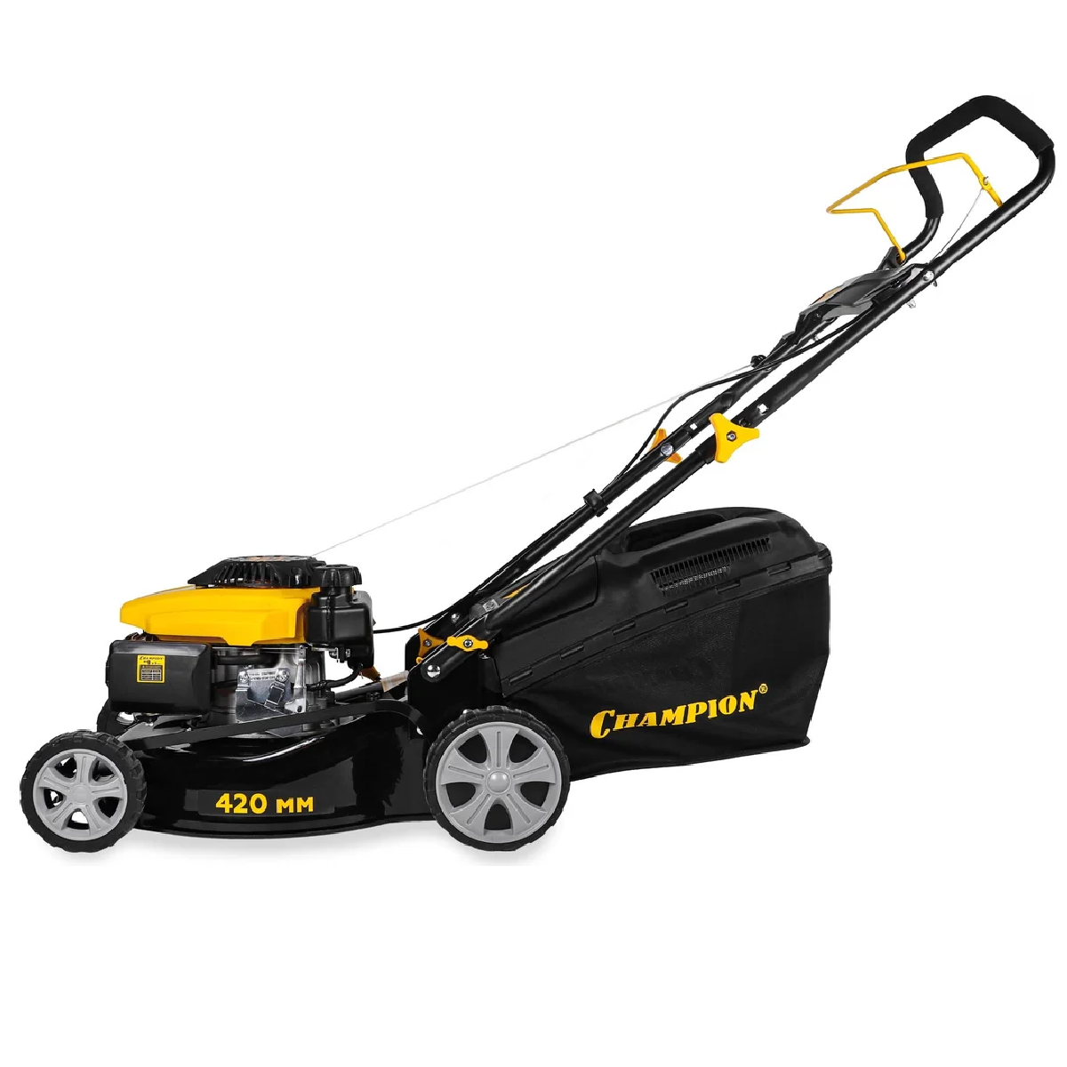 Газонокосилка бензиновая Champion LM4215, Выс. 25-70 мм, 2 л. с, черный/желтый