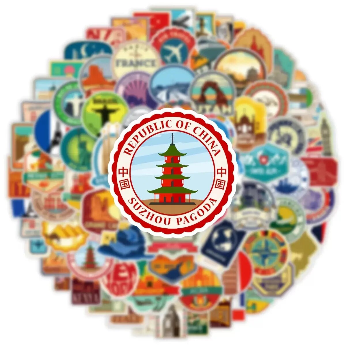 10/50/100 шт. микс всемирно известных путешествий, городских достопримечательностей, строительные наклейки, красивые пейзажи, наклейки для багажа, телефона, водонепроницаемая наклейка