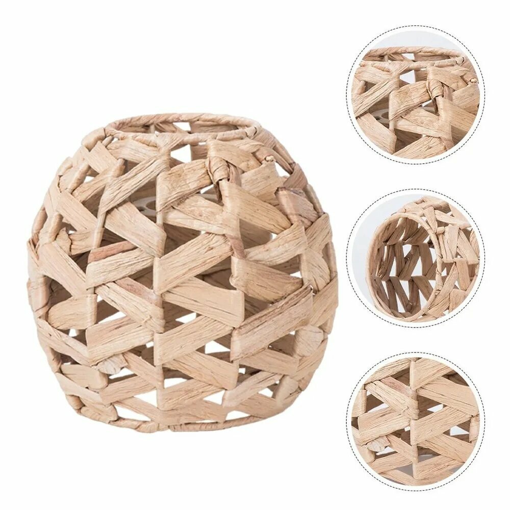 Плетёный абажур из гиацинта с железным каркасом