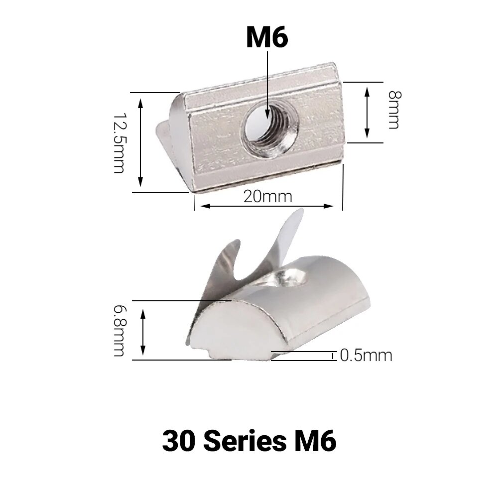 Шрапнельные гайки M4/M5/M6 для алюминиевого профиля 2020 3030 4040 30-M6