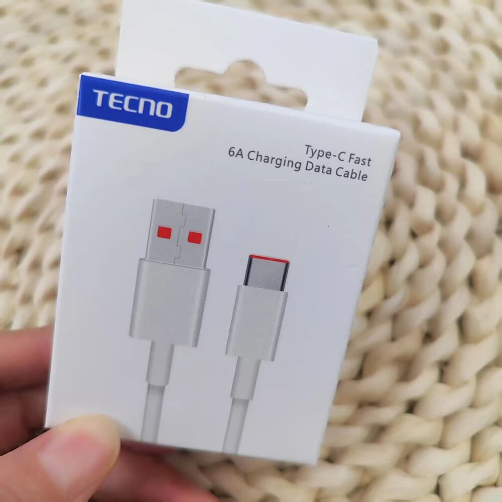 TECNO Оригинальный 6A USB-кабель типа C 45 Вт 68 Вт 100 Вт Шнур для сверхбыстрой зарядки 100 см для Tecno Spark 30 40 Camon 30 40 Pro Pova 7 6