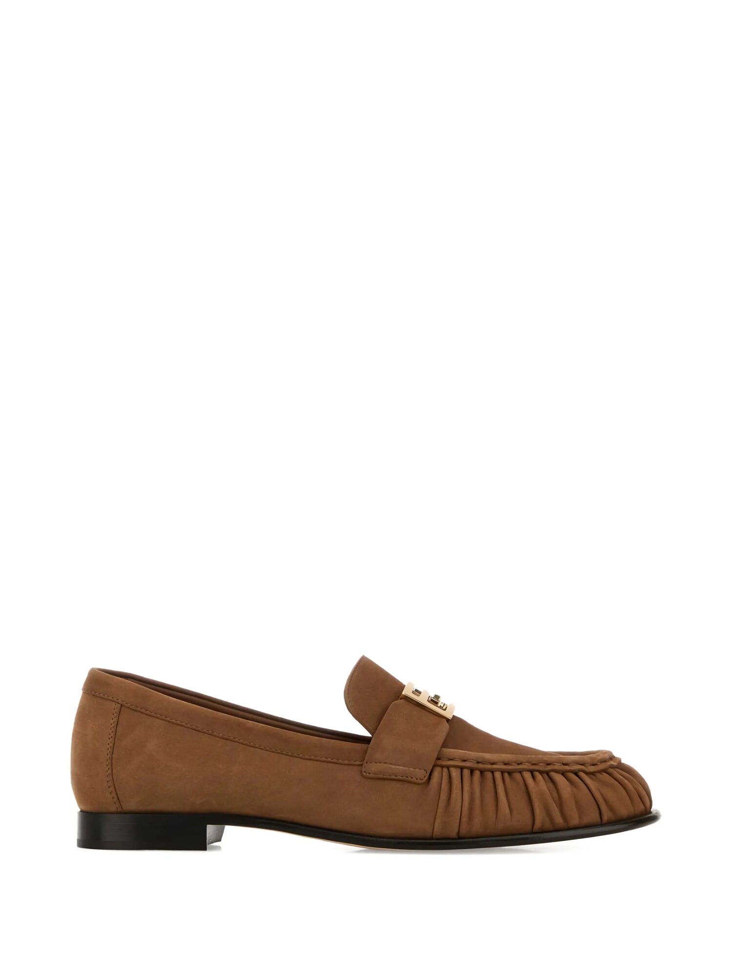 Лоферы Gold-tone ruched suede loafers