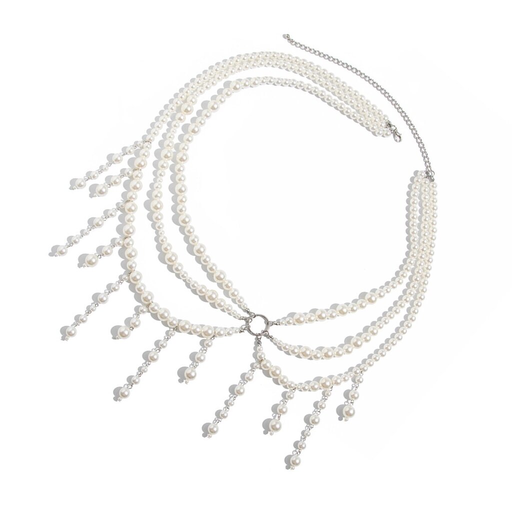 Элегантный многослойный пояс с искусственным жемчугом и кисточками, регулируемый дизайн, аксессуар для платьев и повседневной одежды