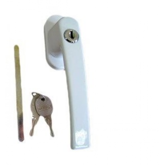 Ручка для пластиковых окон, балконов БЕЛ С замком (WH008) (10/50) аллюр