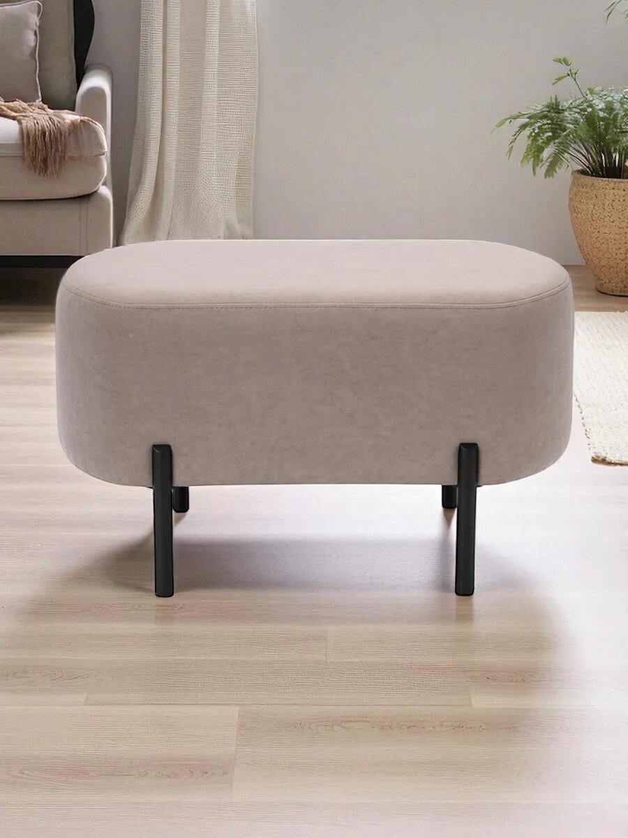 Пуфик KamicoHome, велюр, овальный, 69 см x 38 см x 40 см, кофейный