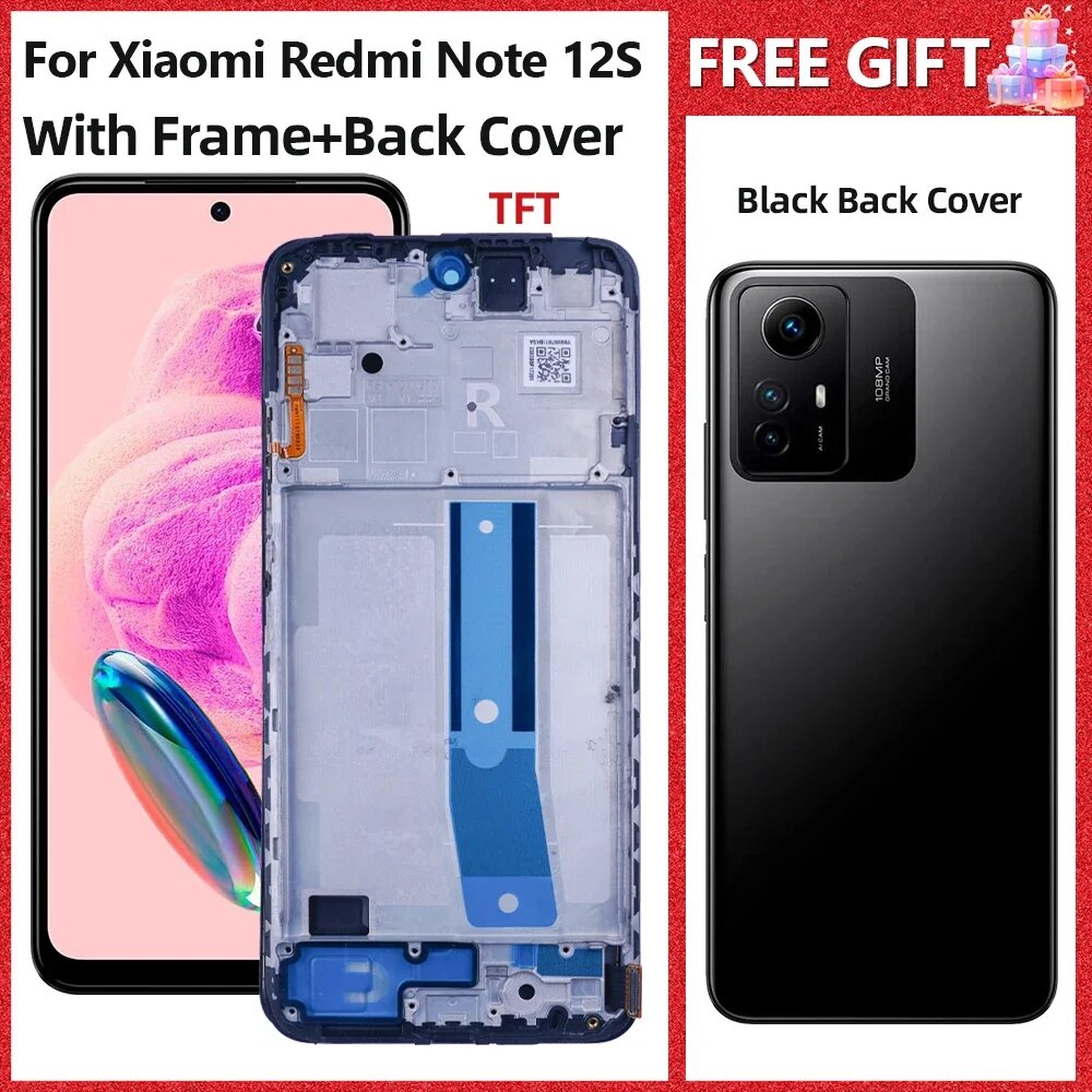 6,43 "OLED ЖК-дисплей для Xiaomi Redmi Note 12S, ЖК-дисплей, сенсорный экран для Redmi 2303CRA44A 23030RAC7Y, запасные части для ЖК-дисплея в сборе